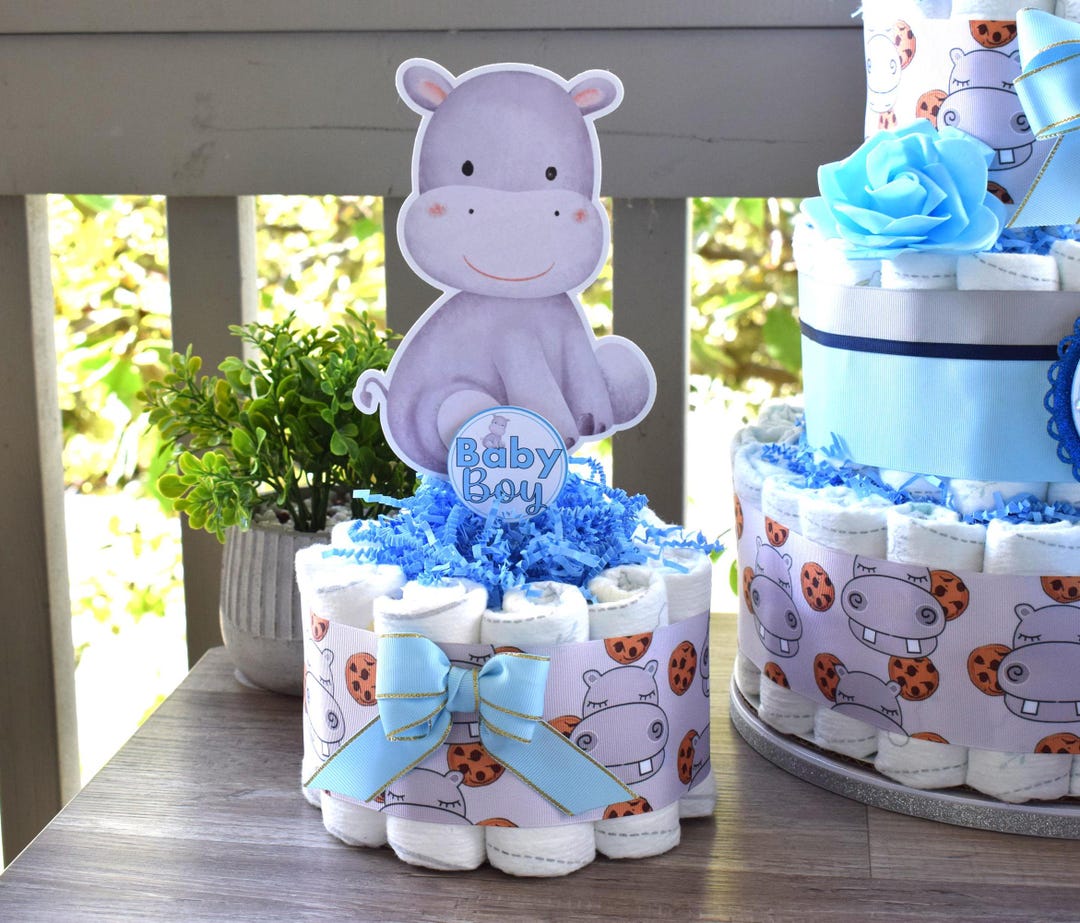 Rhino Mini Diaper Cake Baby Shower, Diaper Cake Centerpieces Decor ...