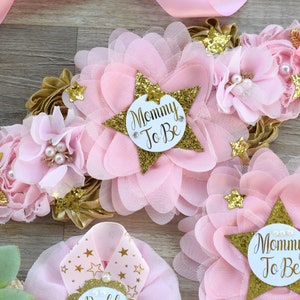 Pink Twinkle Twinkle Little Star Baby Shower, Gold White Star Maternity ...