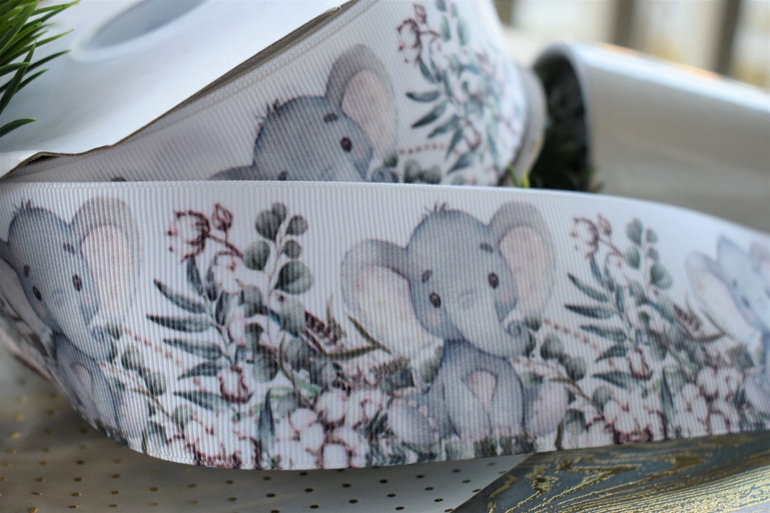 Elephant Baby Shower Ribbon, Boy Baby Elephant Ribbon, Grey Elephant ...