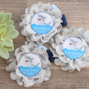 Shark Baby Shower, Blue Gray Family Pins, Shark Blue Grey Blue Baby ...