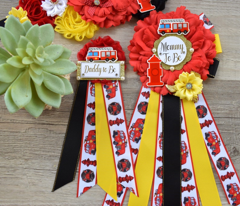 Firefighter Baby Shower, Red Yellow Black Maternity Sash, Firefighter ...