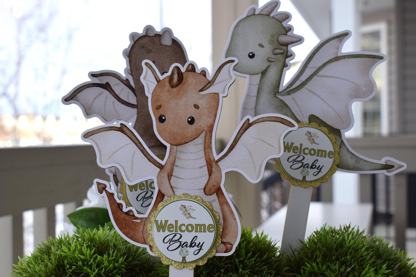 Dragon Cake Toppers Baby Shower, Boy Dragon Baby Shower Centerpieces ...