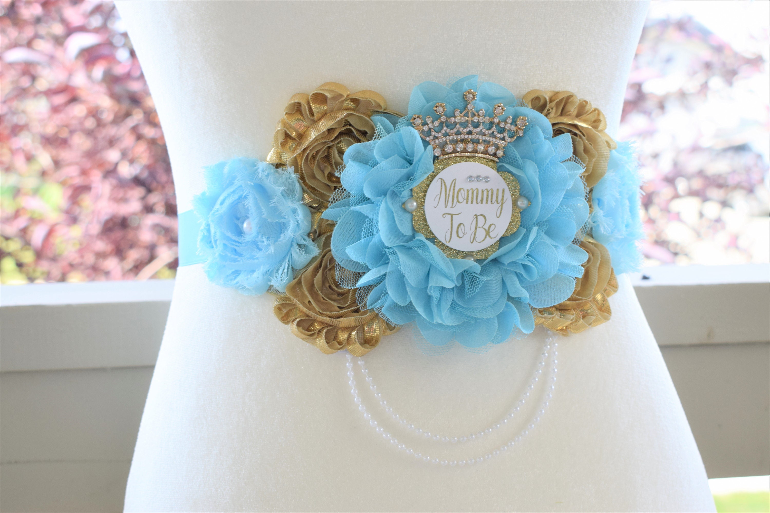 Baby Blue Royal Gold Prince Flower Sash Baby Gold Maternity - Etsy Canada