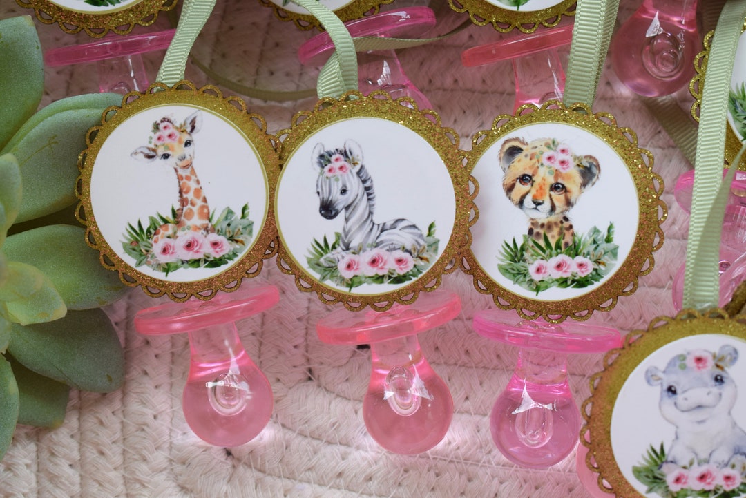 Girl Jungle Safari Pacifier Baby Shower, Pacifiers for Baby Shower ...