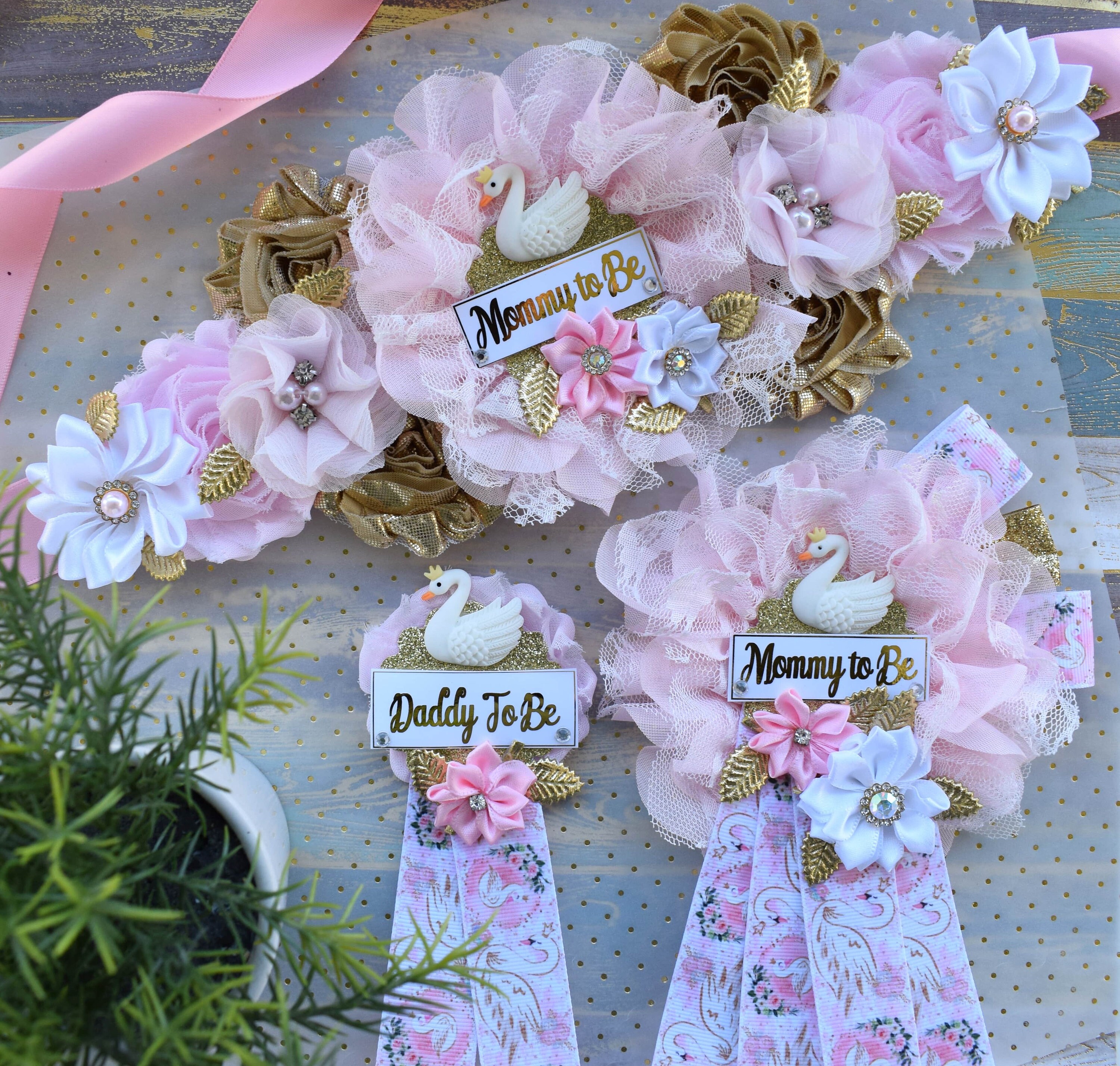 Pink Gold Princess Flower Sash Pink Gold Maternity Sash Pink - Etsy