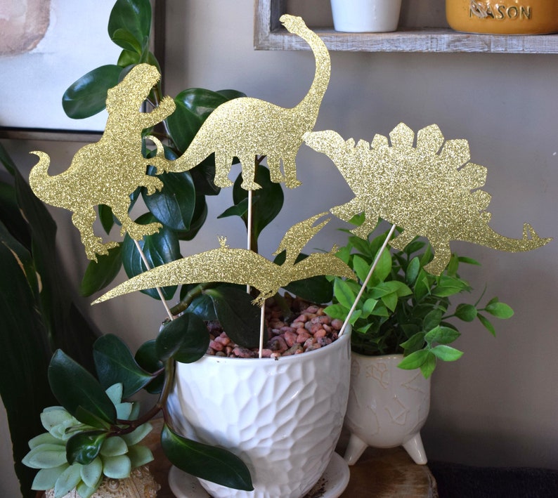 Gold Dinosaur Topper Dinosaur Baby Shower Dinosaur Party - Etsy