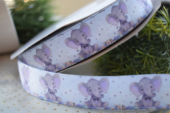 Elephant Baby Shower Ribbon Boy Baby Tie Elephant Ribbon | Etsy