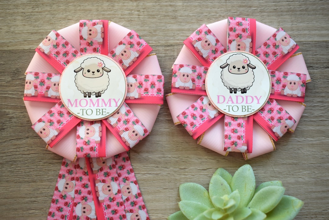 Pink Sheep Lamb Baby Shower Corsage Pins, Girl Lamb Mommy to Be Badge ...