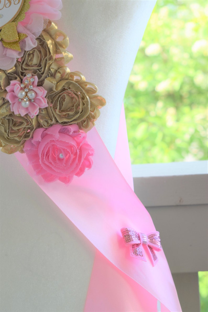 Pink Gold Princess Shoulder Sash Royal Princess Gold Shoulder - Etsy
