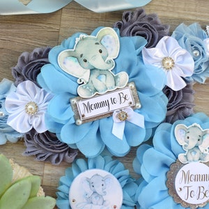 Boy Blue Elephant Baby Shower, Blue Grey Elephant Maternity Sash, Boy ...