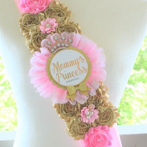 Pink Gold Princess Shoulder Sash, Royal Princess Gold Shoulder Sash ...
