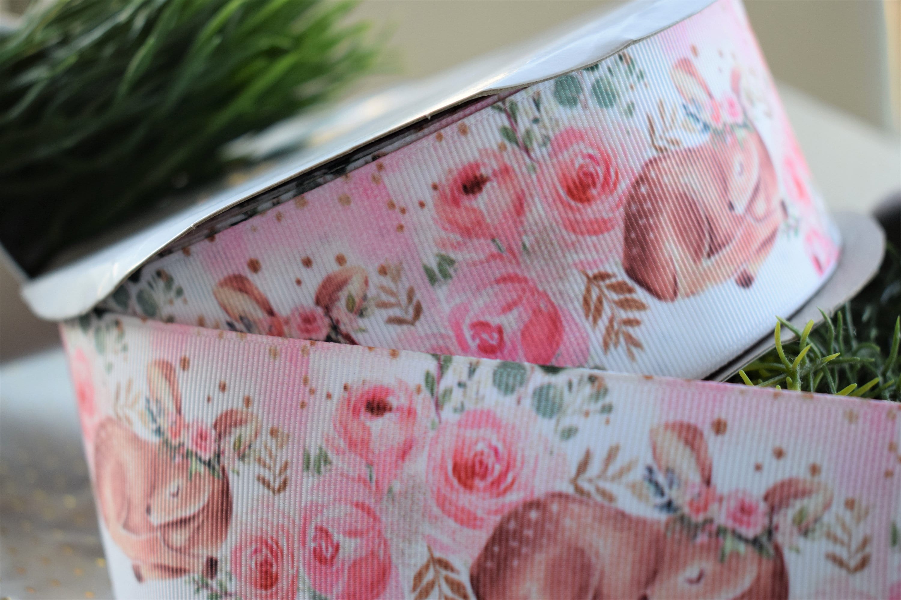 Pink Deer Baby Shower Ribbon, Girl Baby Deer Ribbon, Pink Grey Deer ...