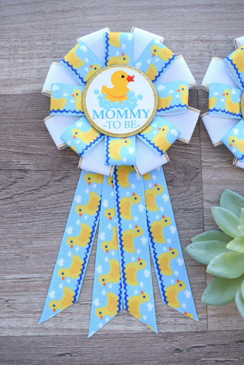 Yellow Ducky Baby Shower, Rubber Duck Mommy to Be Ribbon, Yellow Rubber ...