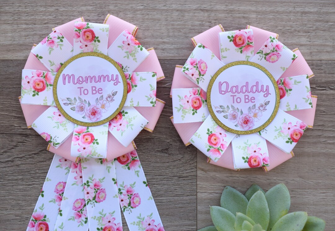 Girl Baby in Bloom Baby Shower, Mommy to Be Corsage Pin, Daddy to Be ...