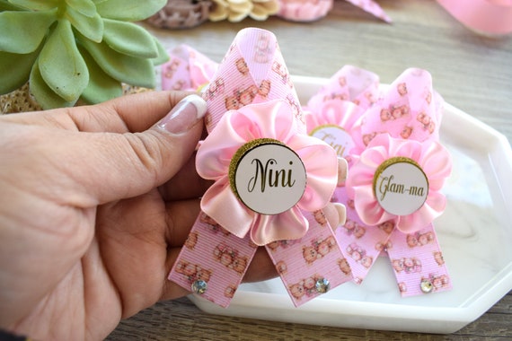 Girl Teddy Bear Family Pin Baby Shower Pink Bear Mommy Bear - Etsy