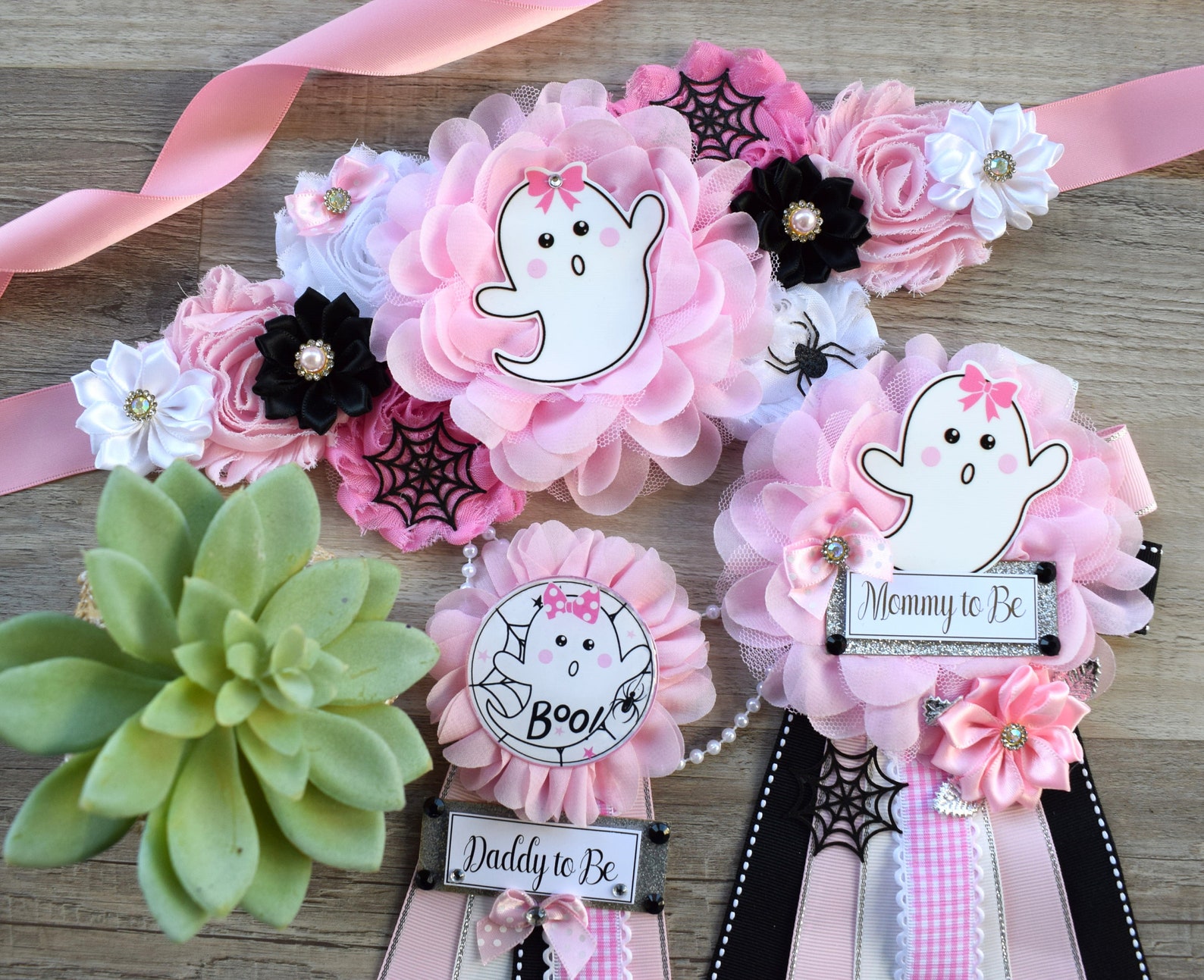 Girl Pink Ghost Halloween Baby Shower Pink Maternity Sash - Etsy