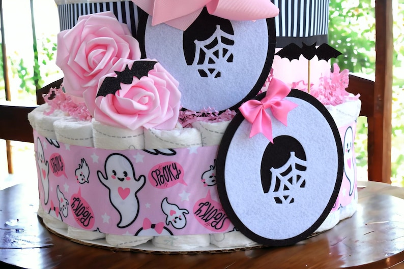 3 Tier Girl Ghost Diaper Cake Baby Shower, Halloween Baby Shower ...