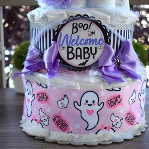 Pink Lavender Witch Ghost Diaper Cake Baby Shower, Halloween Baby ...