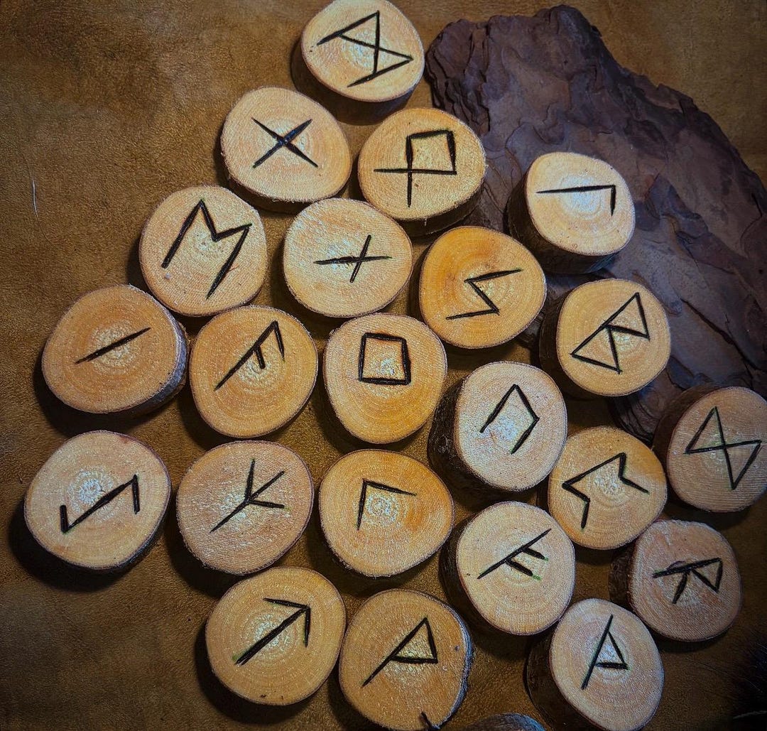 Handcrafted Rune Set – Foraged Ash Wood | Burned Elder Futhark Runes ...