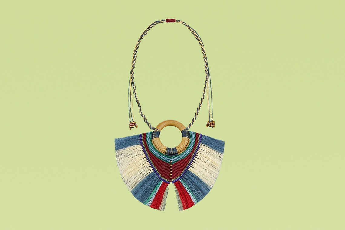 Long Native American Micro Macrame Necklace for Burning Man. Indigenous ...