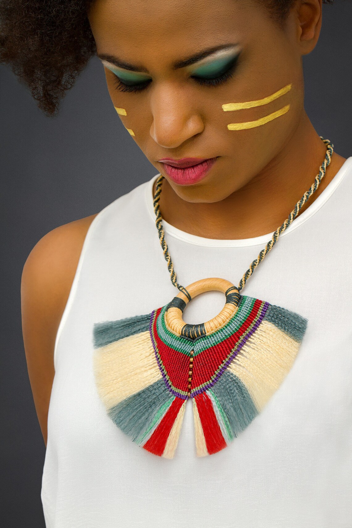 Long Native American Micro Macrame Necklace for Burning Man. Indigenous ...