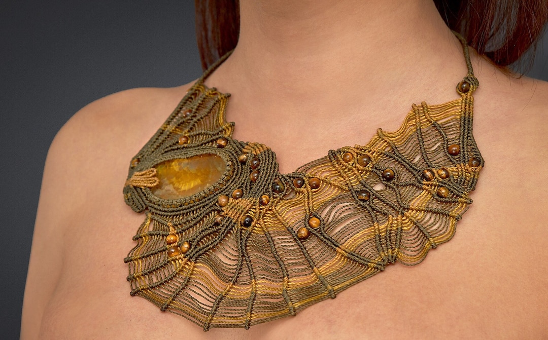 Witchy Macrame Necklace for Burning Man. Wiccan and Primitive Statement ...