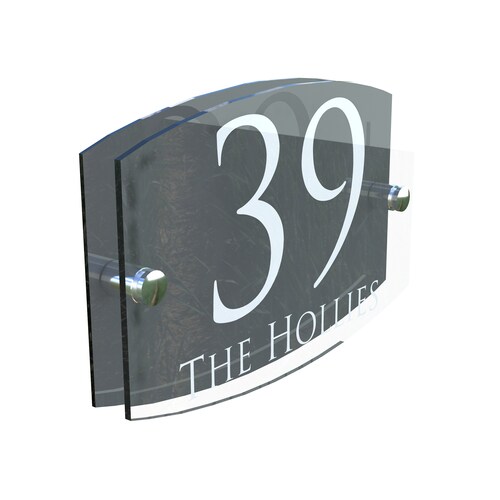 Modern House Sign Plaque Door Number Street Glass Aluminium - Etsy
