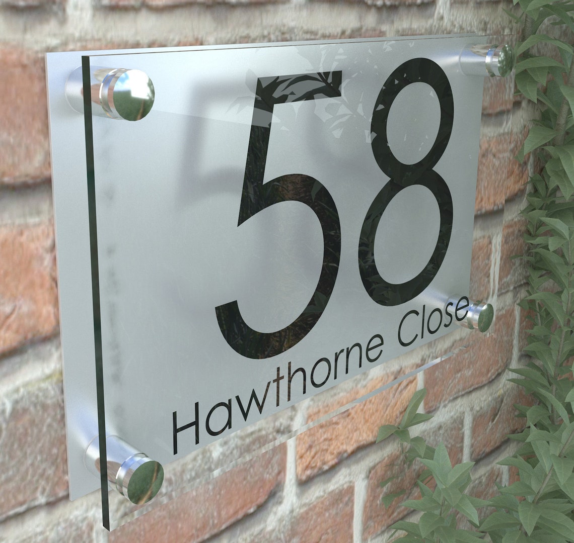 Modern Contemporary Property Number Door Sign Plaque (PRESA4-27B-S-C ...