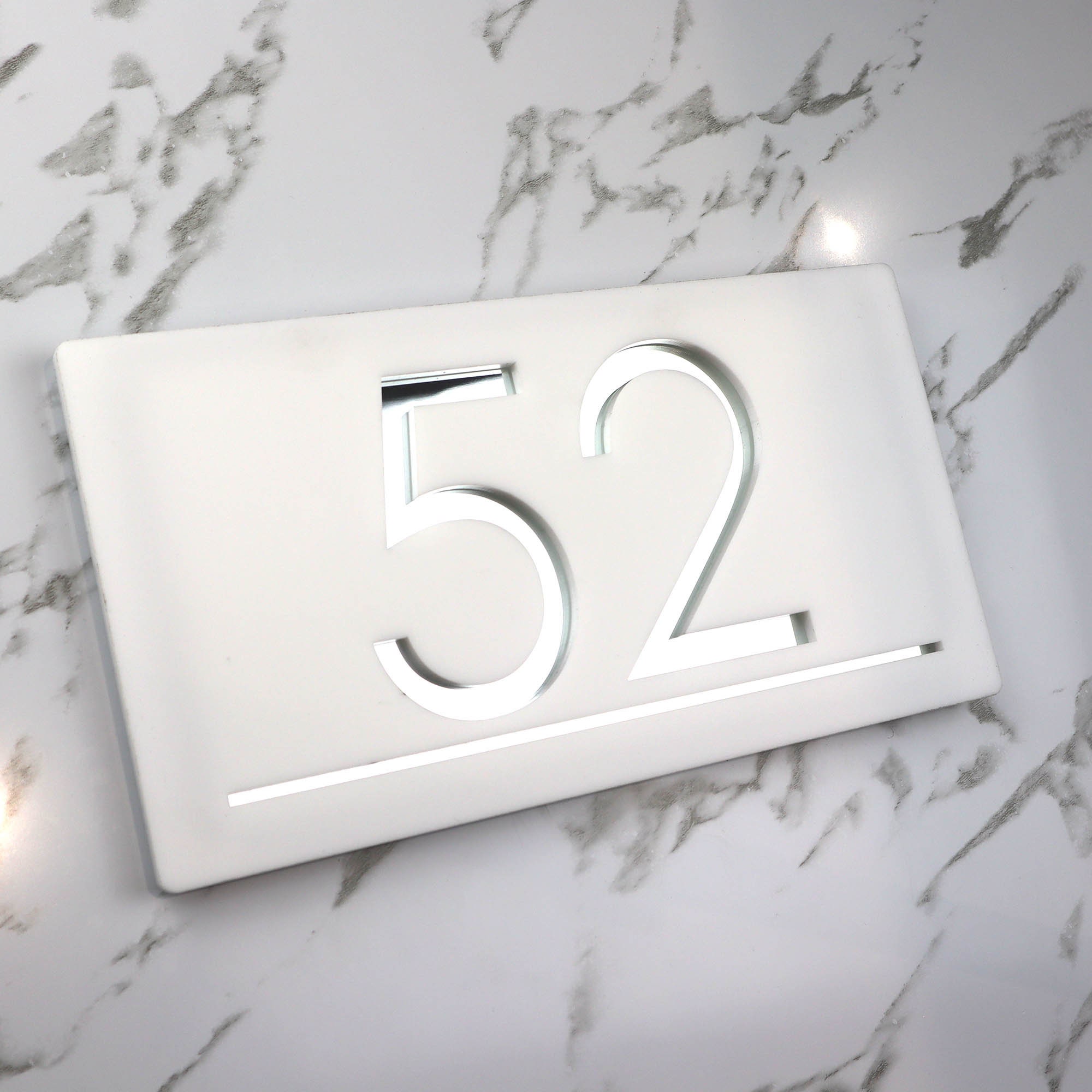 K Smart Sign | Laser Cut Matt White & Rose Silver Mirror Personalised ...