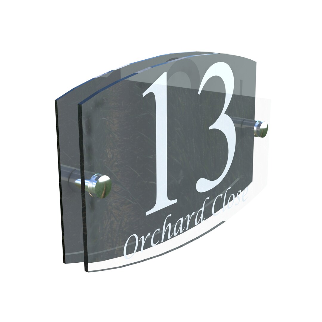 K Smart Sign Modern House Signs Plaque Door Number Street Glass Effect ...