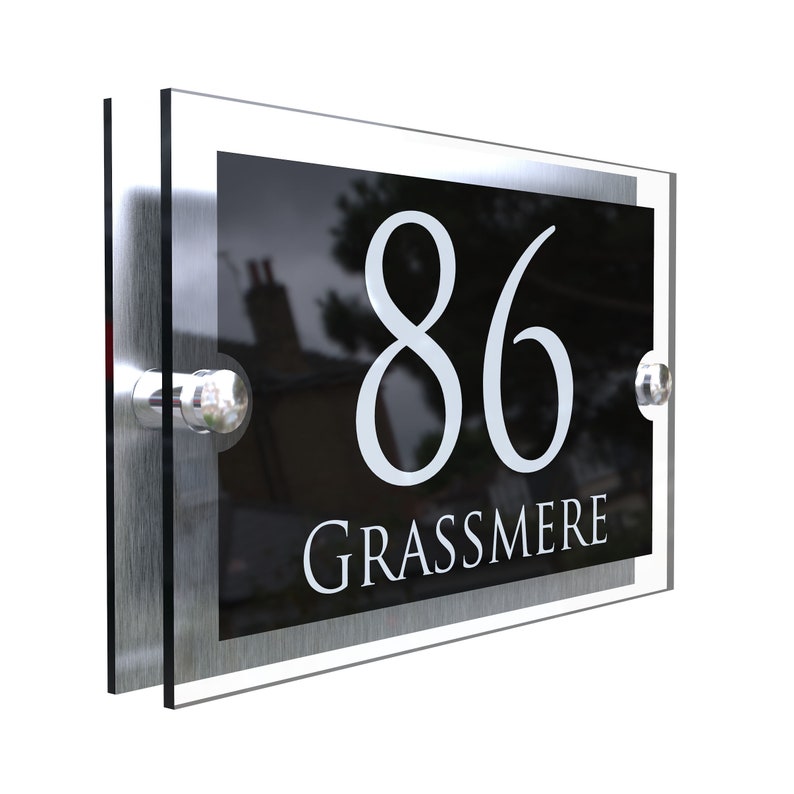 Acrylic & Aluminium Personalised Wall Plaque House Number - Etsy UK
