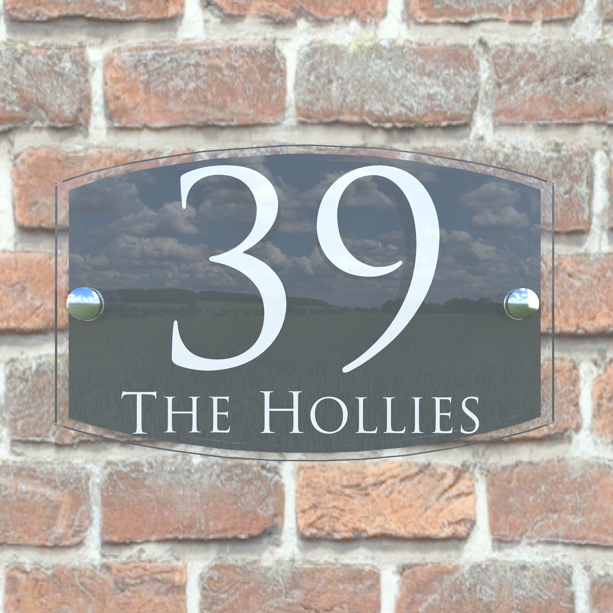 K Smart Sign Modern House Signs Plaque Door Number Street Glass Effect ...