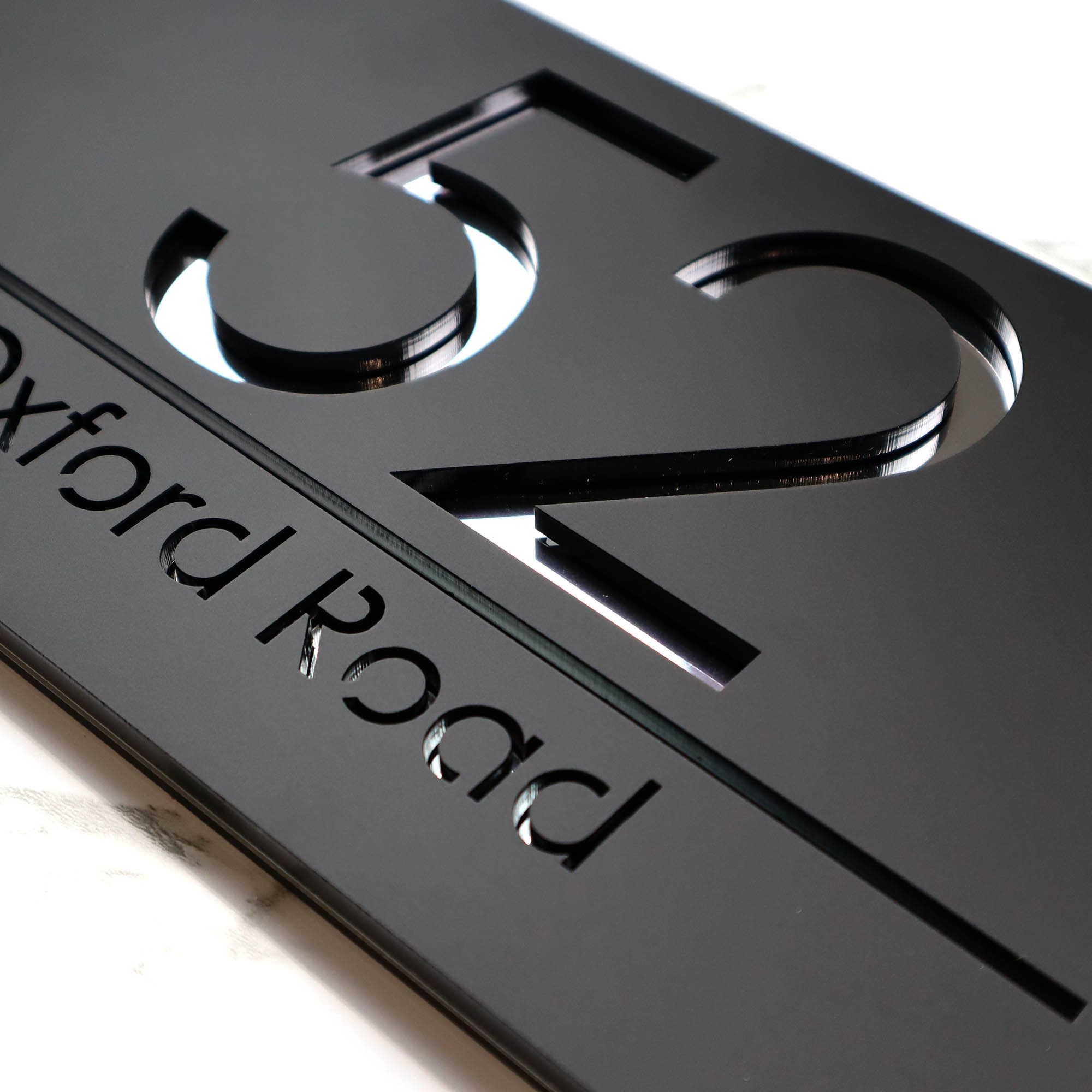 K Smart Sign | Laser Cut Matt Black & Silver Mirror Personalised Door ...