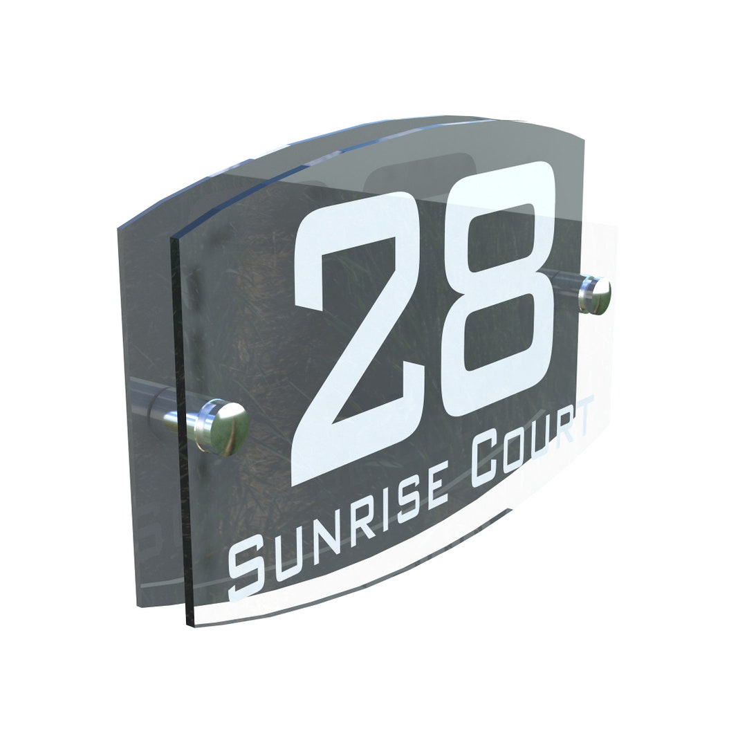 K Smart Sign Modern House Signs Plaque Door Number Street Glass Effect ...