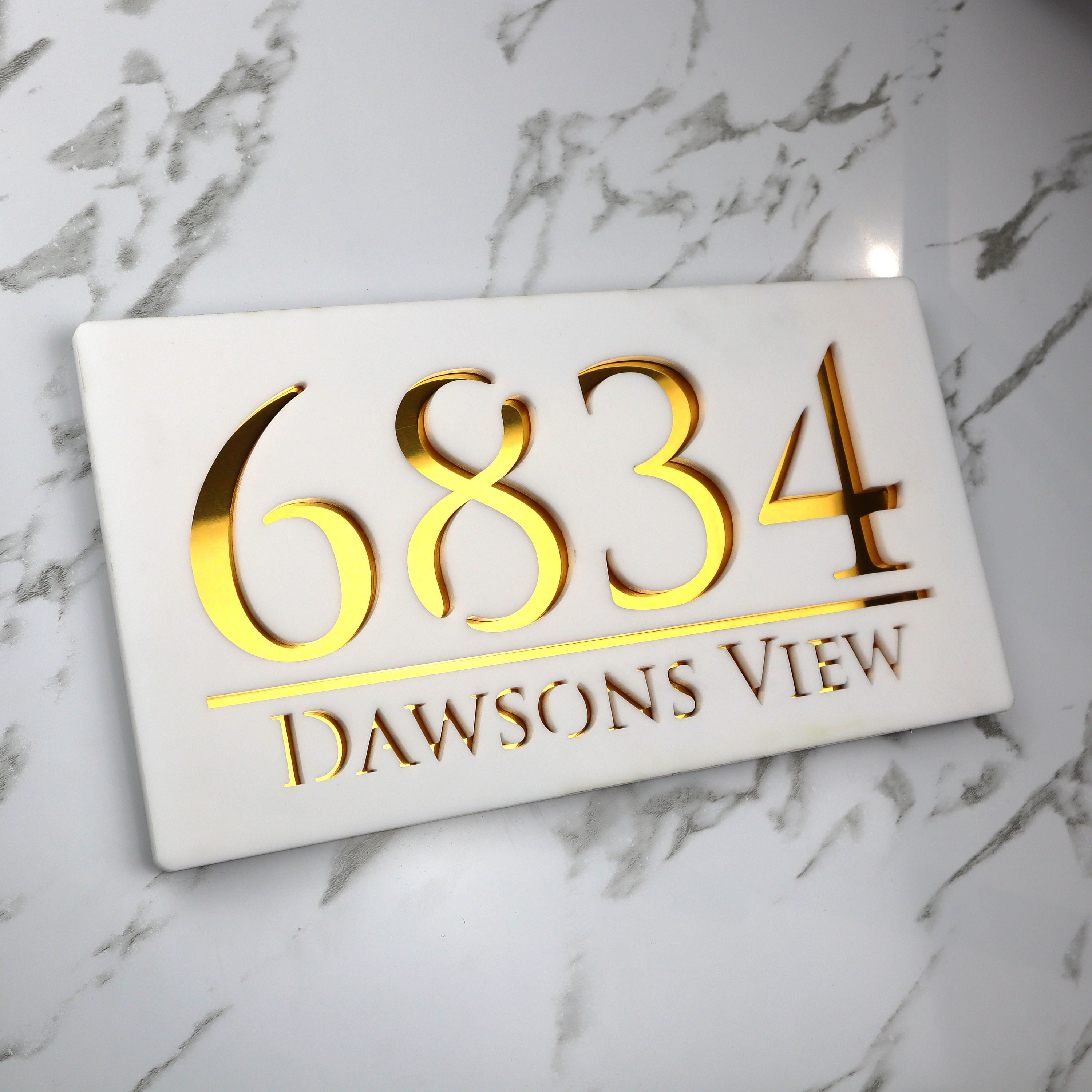 K Smart Sign | Bellissima H3 | Laser Cut Matt White & Gold Mirror ...