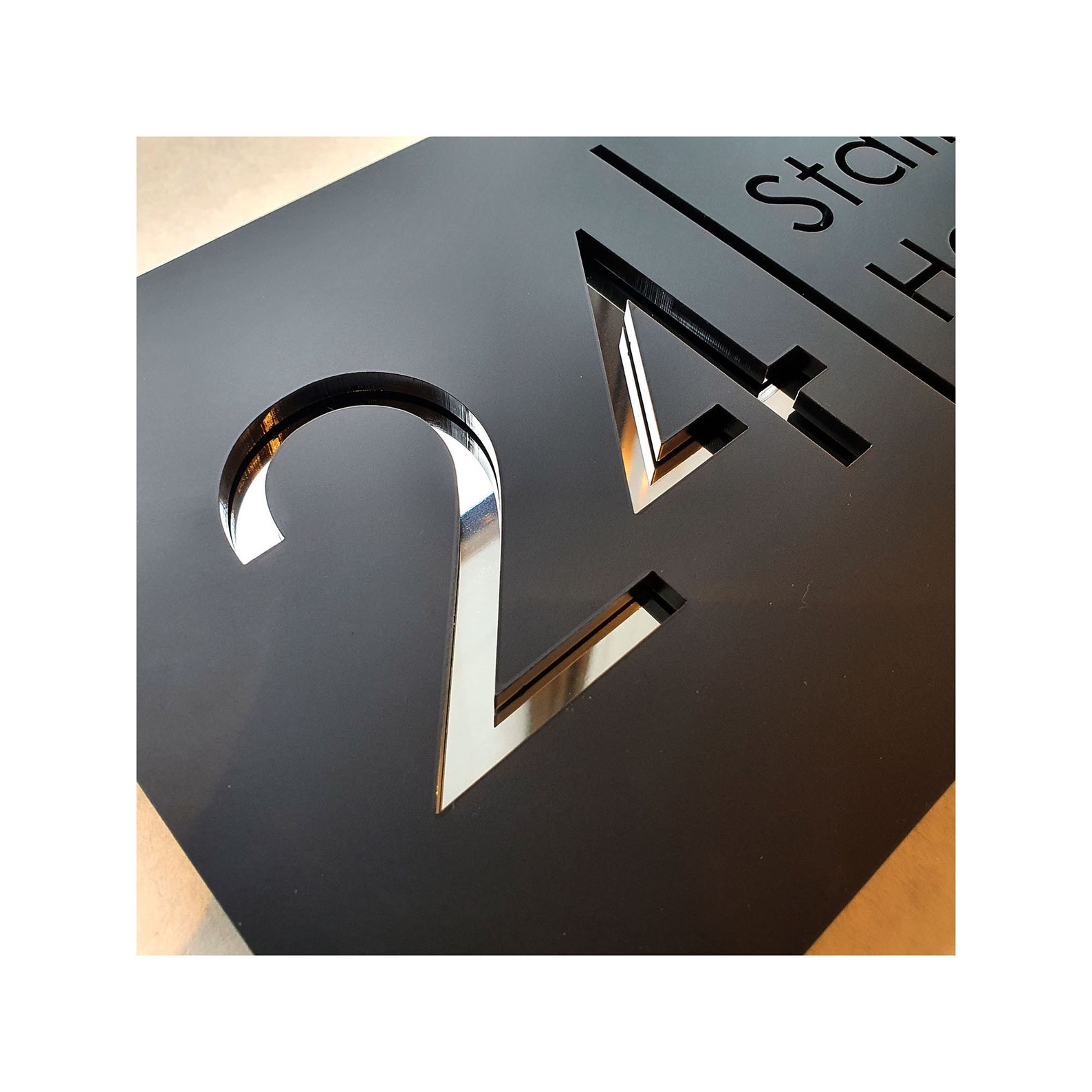 K Smart Sign Bellissima H2 Laser Cut Matt Black & Silver | Etsy