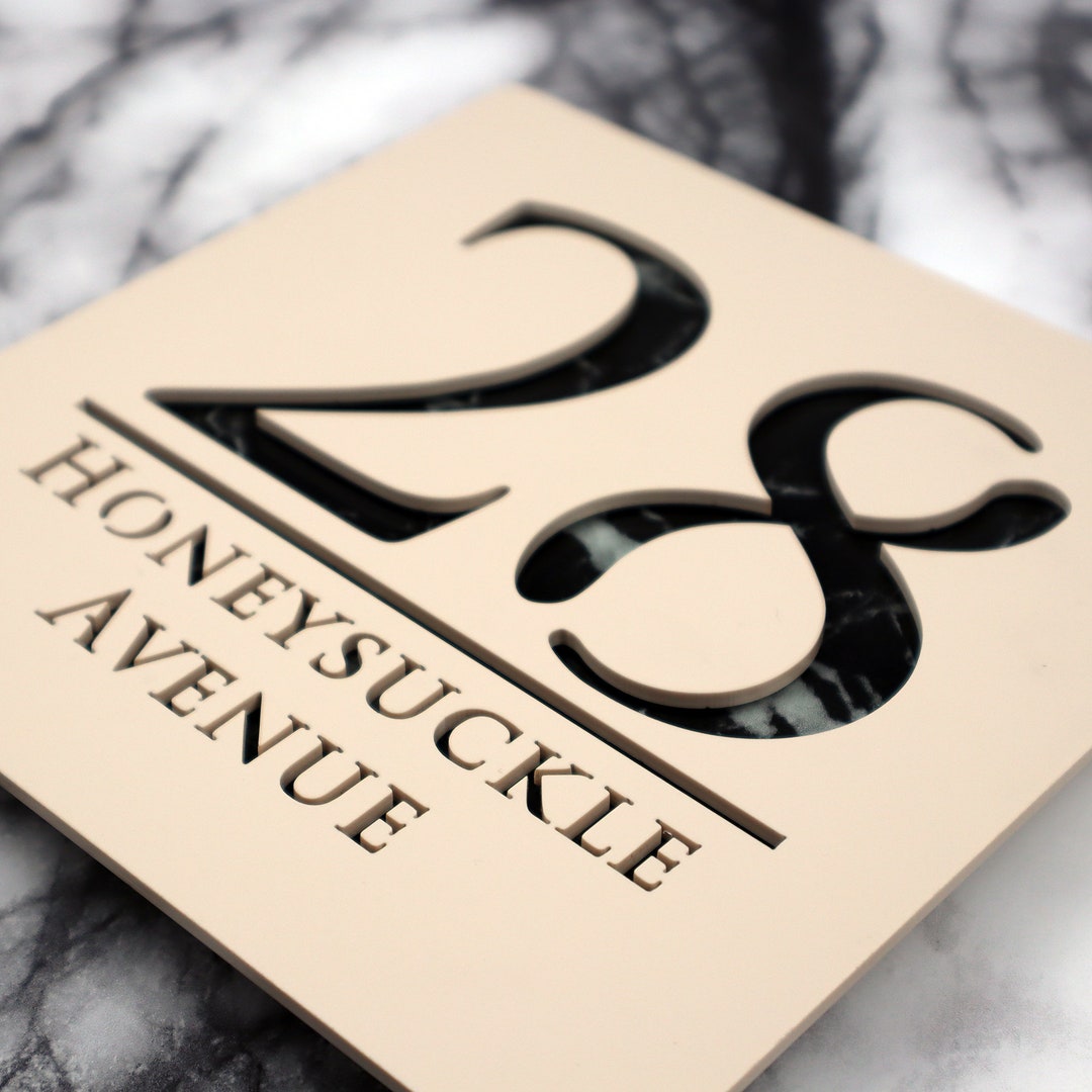 K Smart Sign Bellissima S1 Laser Cut Beige Khaki Cream & Black Marble ...