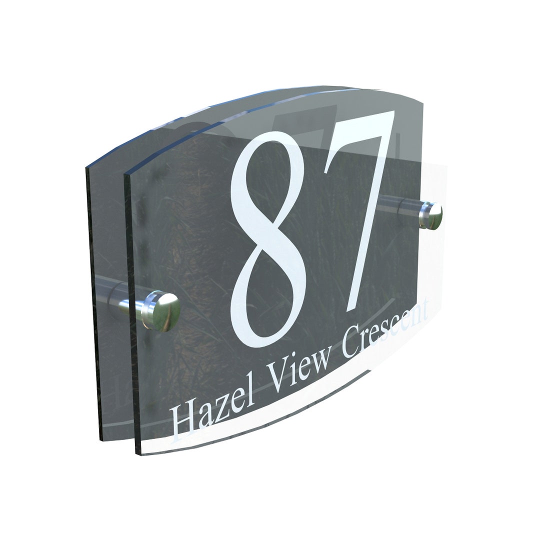 K Smart Sign Modern House Signs Plaque Door Number Street Glass Effect ...