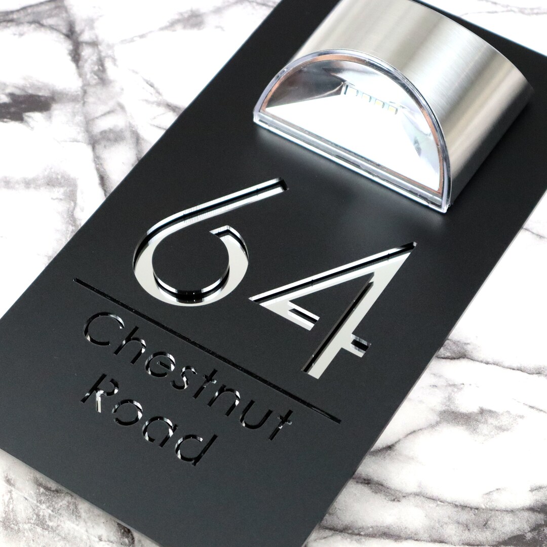 Stunning Black Mirror House Sign With Solar Light Laser Acrylic Marble ...