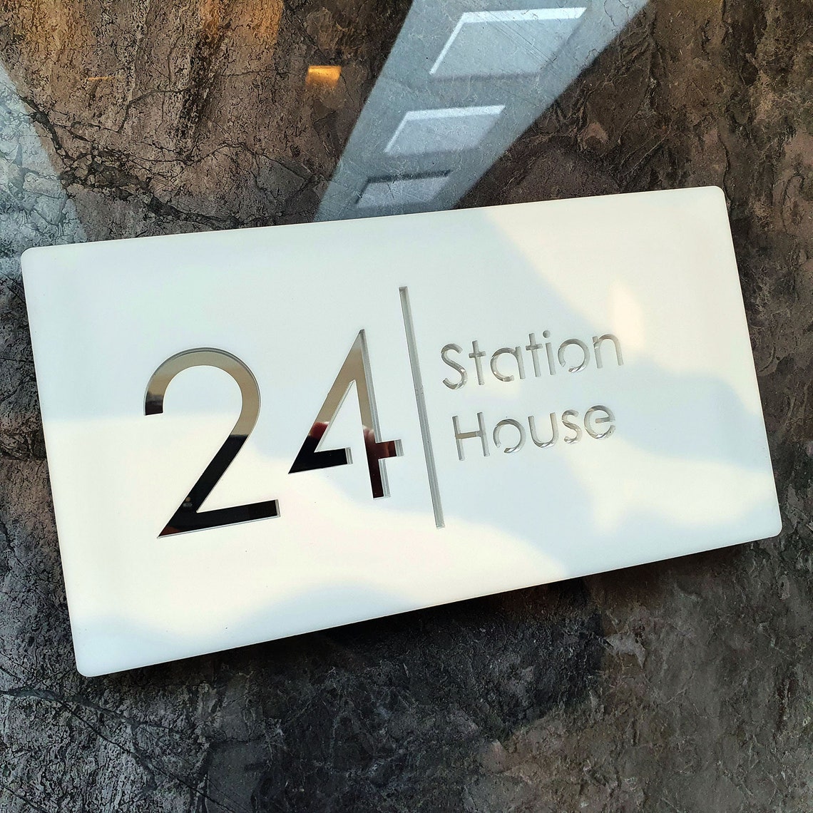 K Smart Sign Bellissima H2 Laser Cut Matt White & Silver | Etsy