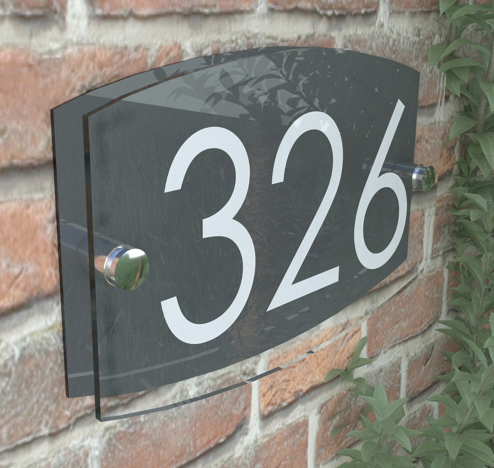 K Smart Sign Modern House Signs Plaque Door Number Street Glass Effect ...