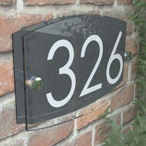 K Smart Sign Modern House Signs Plaque Door Number Street Glass Effect ...