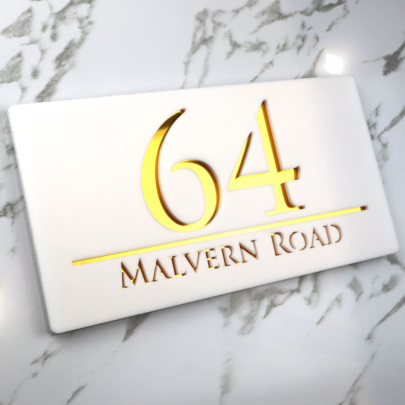 K Smart Sign | Bellissima H3 | Laser Cut Matt White & Gold Mirror ...