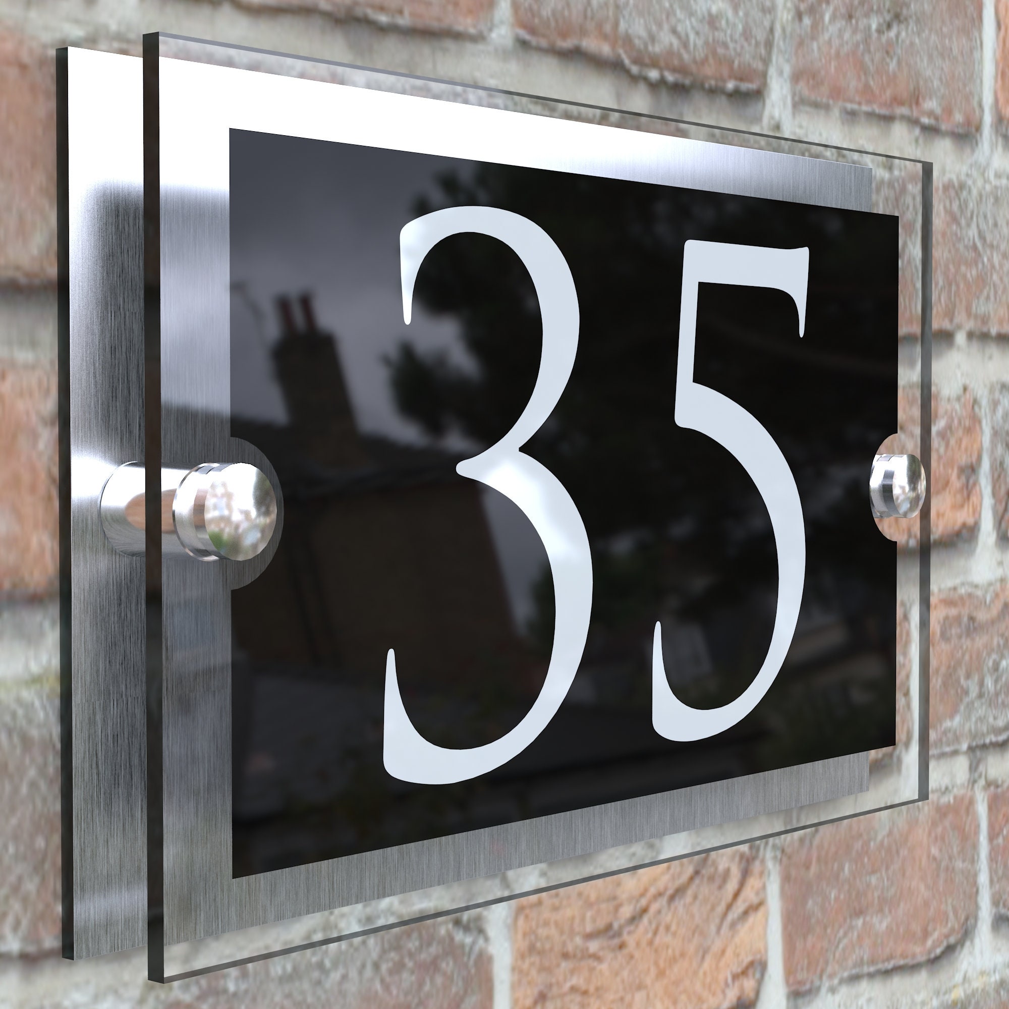 Acrylic & Aluminium Personalised Wall Plaque House Number - Etsy UK