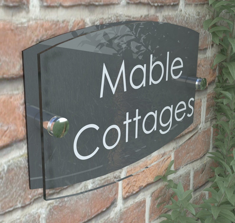 K Smart Sign Modern House Signs Plaque Door Number Street Glass Effect ...