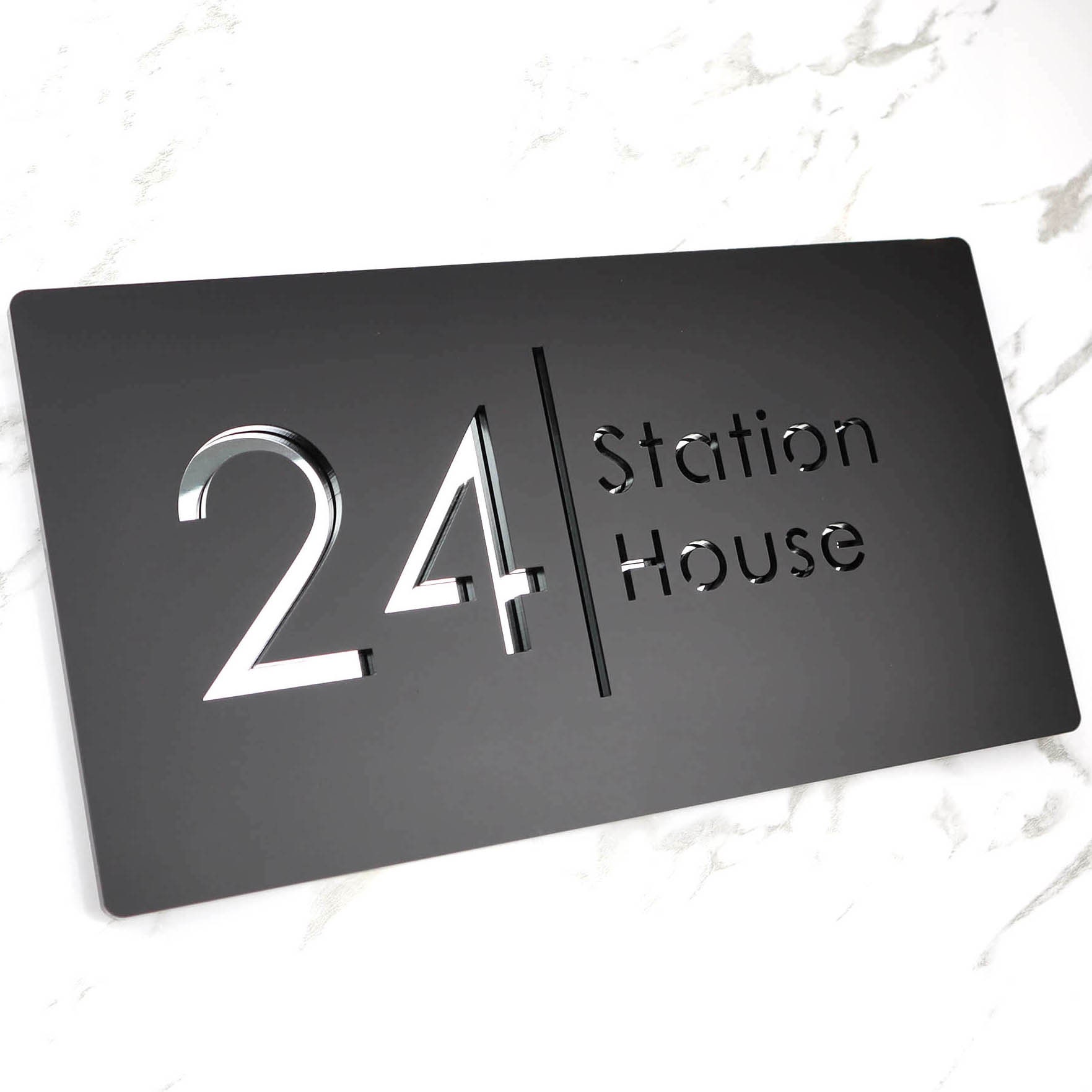 K Smart Sign Bellissima H2 Laser Cut Matt Black & Silver - Etsy UK