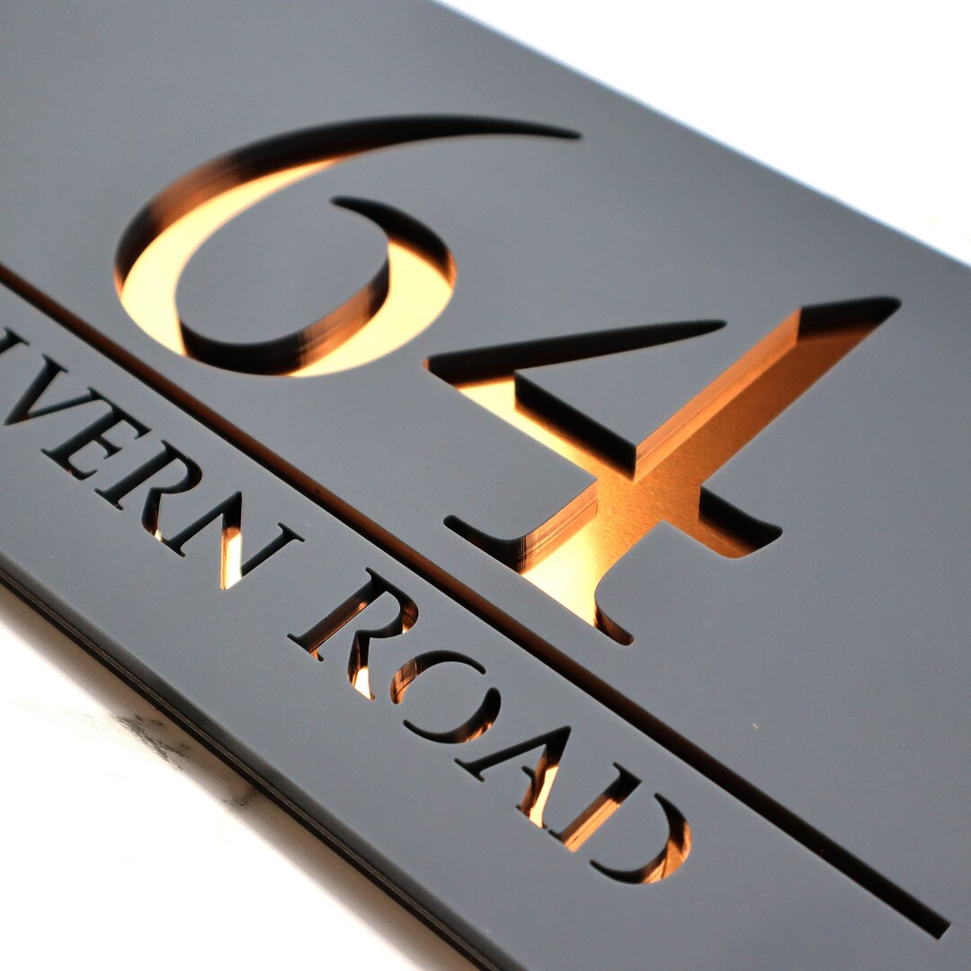 K Smart Sign | Bellissima H3 | Laser Cut Matt Gray Plaques & Copper ...