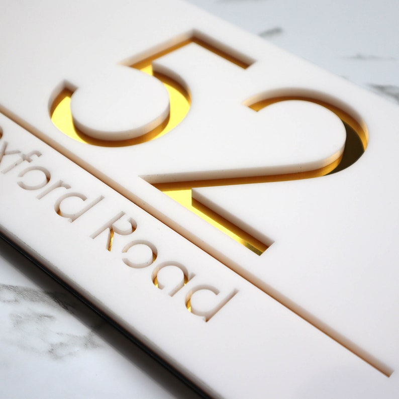 K Smart Sign Laser Cut Matt White & Gold Mirror Personalised - Etsy