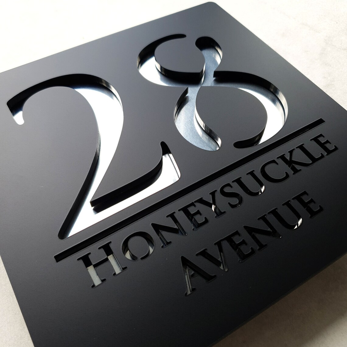 K Smart Sign Bellissima S1 Laser Cut Matt Black & Silver - Etsy