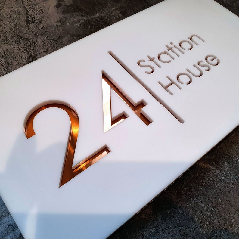 K Smart Sign Bellissima H2 Laser Cut Matt White & Copper | Etsy